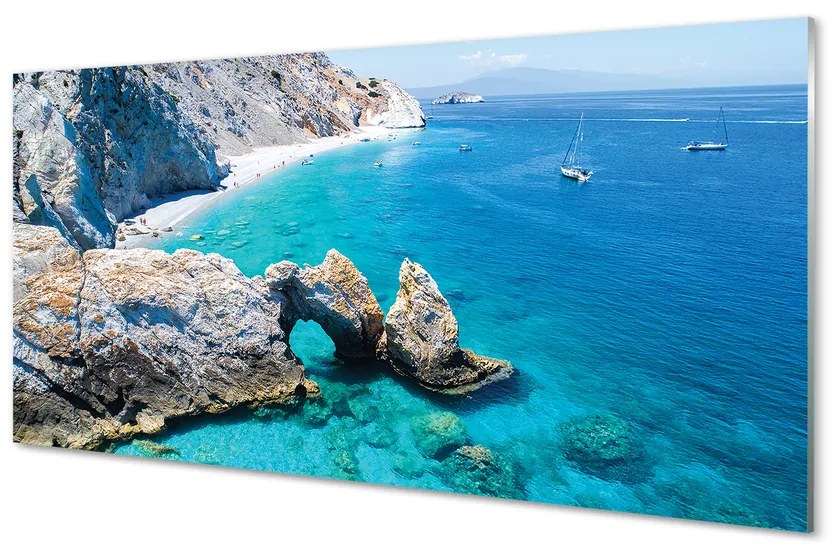akrylový obraz Řecko Beach břehu moře 140x70 cm