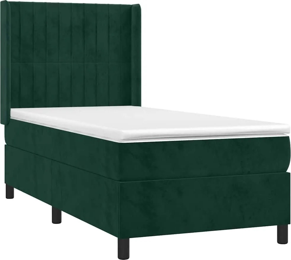 Box spring postel s matrací tmavě zelená 80 x 200 cm samet 3132768