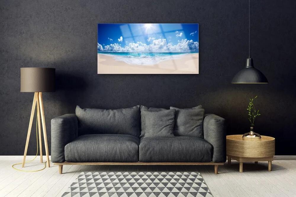 Obraz na skle Pláž Moře Slunce Krajina 100x50 cm