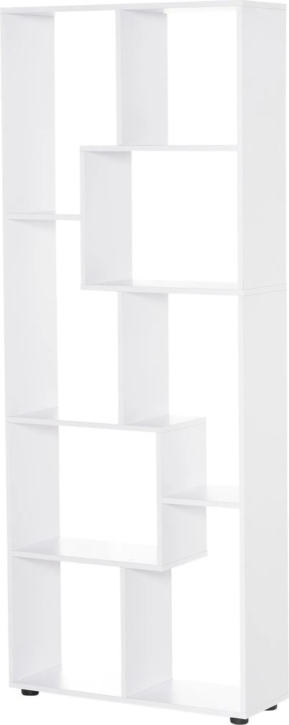 HOMCOM Moderní vertikální knihovna s 8 policemi z E1 dřevotřísky 70 x 24 x 178 cm bílá