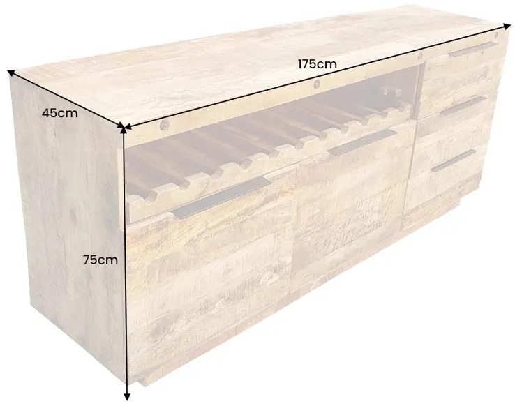 Designová komoda Thunder 175 cm hnědé mango