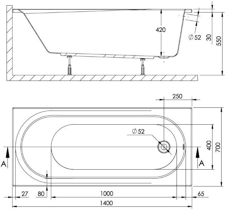 Scansani Dida akrylátová vana Délka vany: 140cm