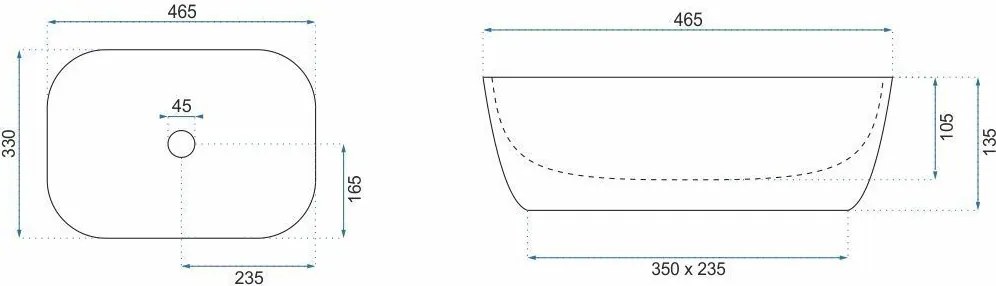 Rea Belinda, umyvadlo na desku 465x330x135 mm, měděná matná-černá struktura, REA-U6384
