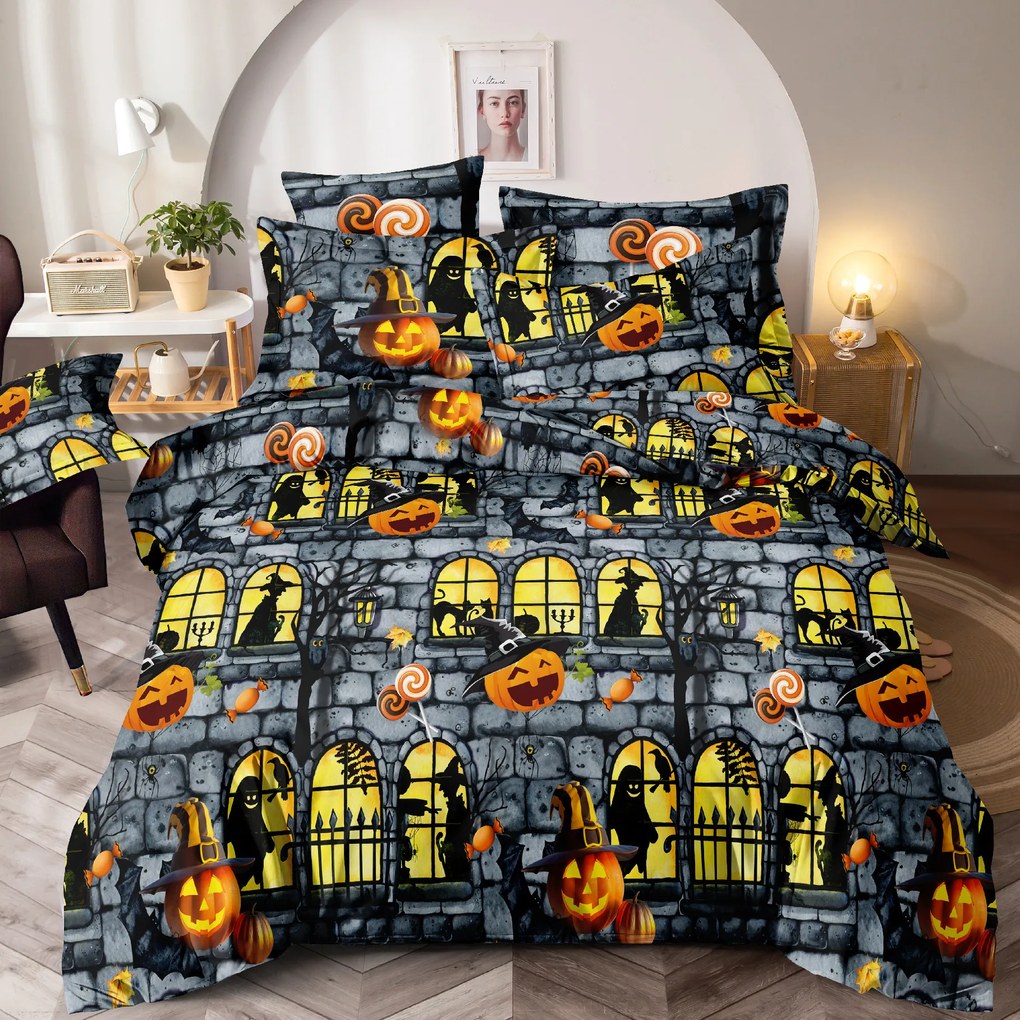 Povlečení z mikrovlákna SCARY PARTY šedé Rozměr povlečení: 70 x 80 cm | 140 x 200 cm