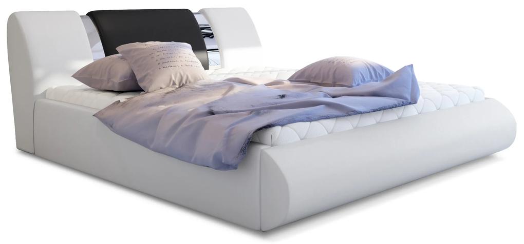 Manželská postel 160 cm Fabio (bílá + černá) (s roštem a úl. prostorem). 1041666