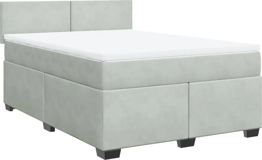 Box spring postel s matrací světle šedá 160x200 cm samet 3288648