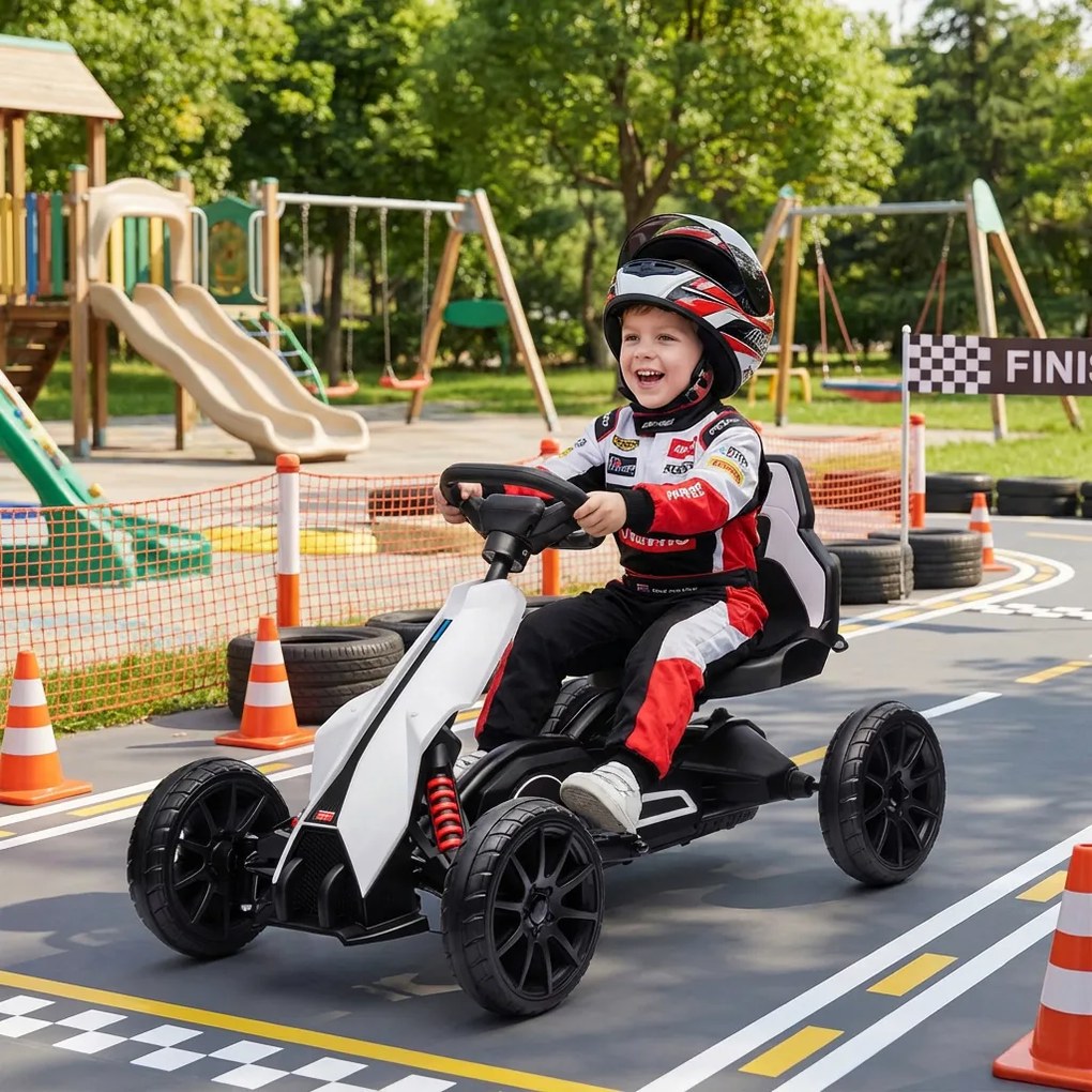 Motokára pro děti, elektrická motokára, do 5 km/h, bezpečnostní pás, sedadlo s opěradlem, plast, kov, bílá barva