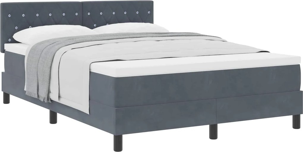 Postel s boxspringem s matrací Tmavě šedá 160 x 200 cm samet 3339117