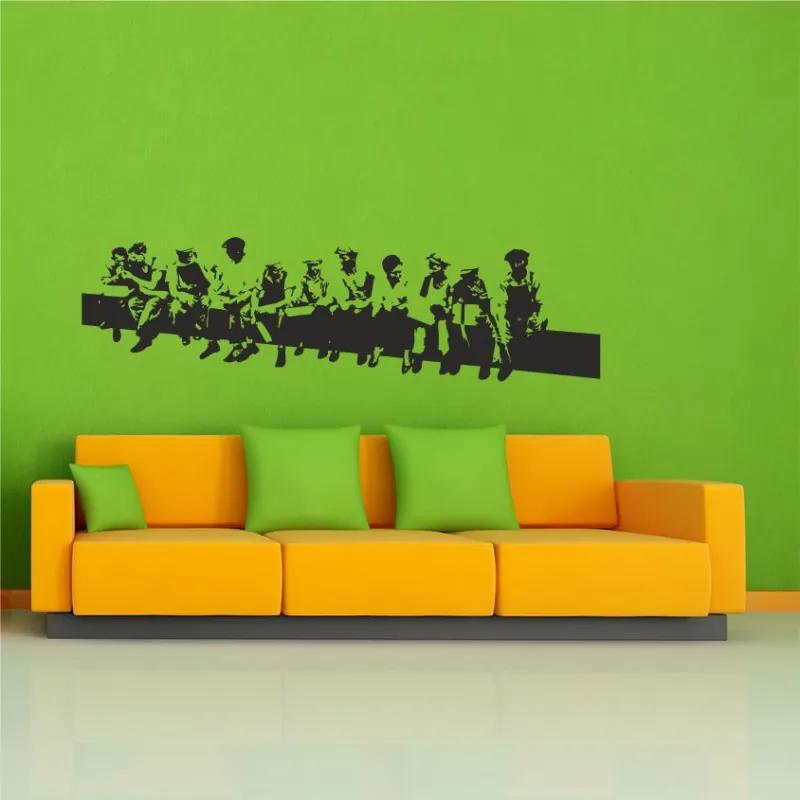 Samolepka na zeď - Dělníci na traverze (95x27 cm) - PopyDesign