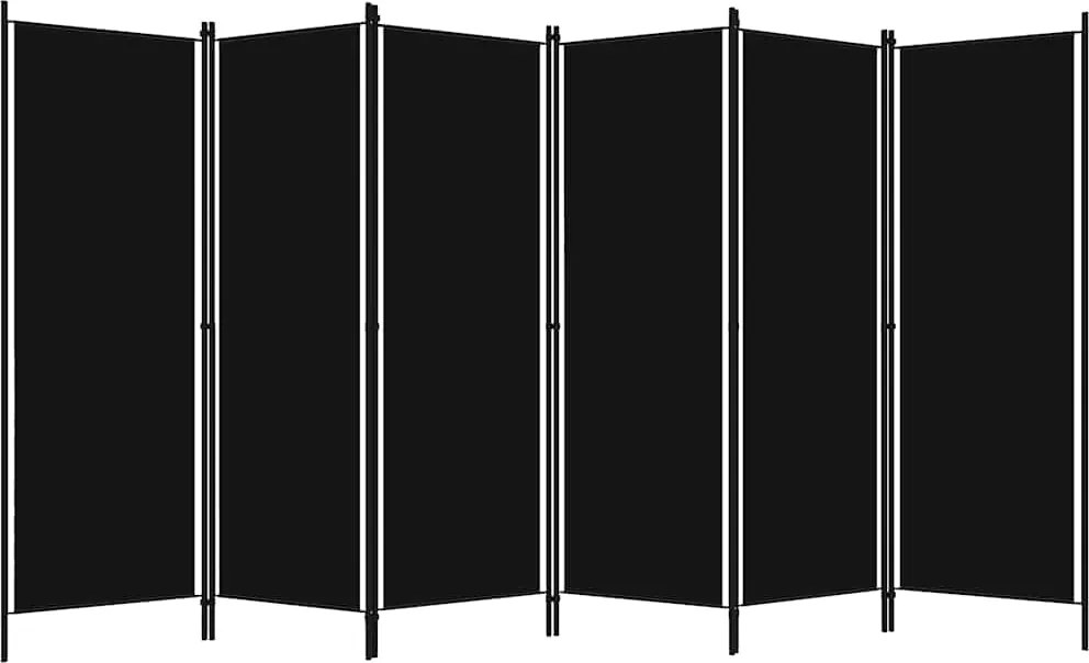 6dílný paraván černý 300 x 180 cm 320730
