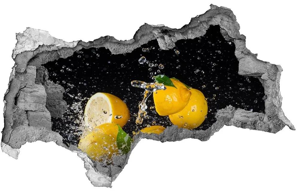 Wallmuralia Nálepka 3D díra Citrony a voda 95x73 cm