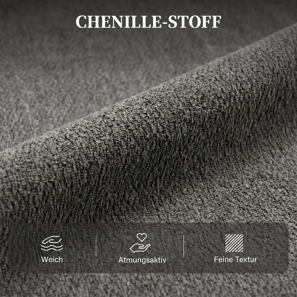 HOMCOM relaxační polohovací křeslo s otáčením 360° a houpáním, manuální chenille, široké sedadlo, vysoké opěradlo, opěrka nohou a boční kapsy, světle…