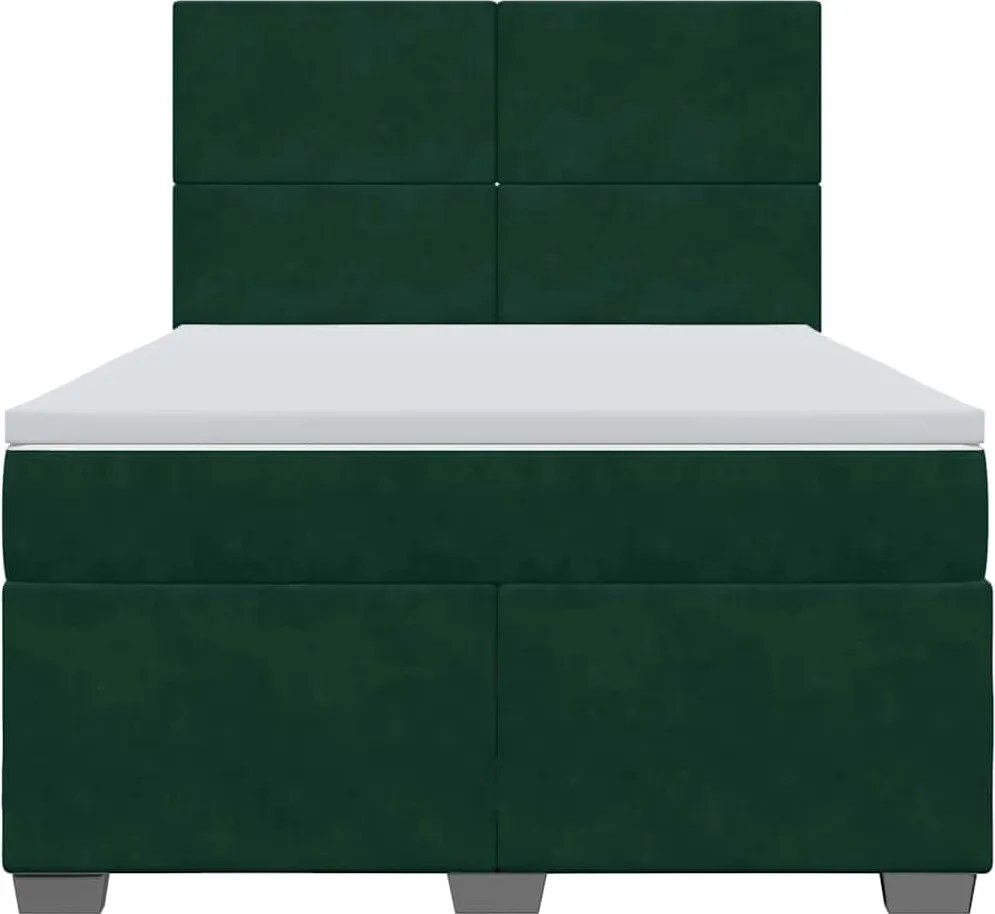 Box spring postel s matrací tmavě zelená 140x190 cm samet 3293203