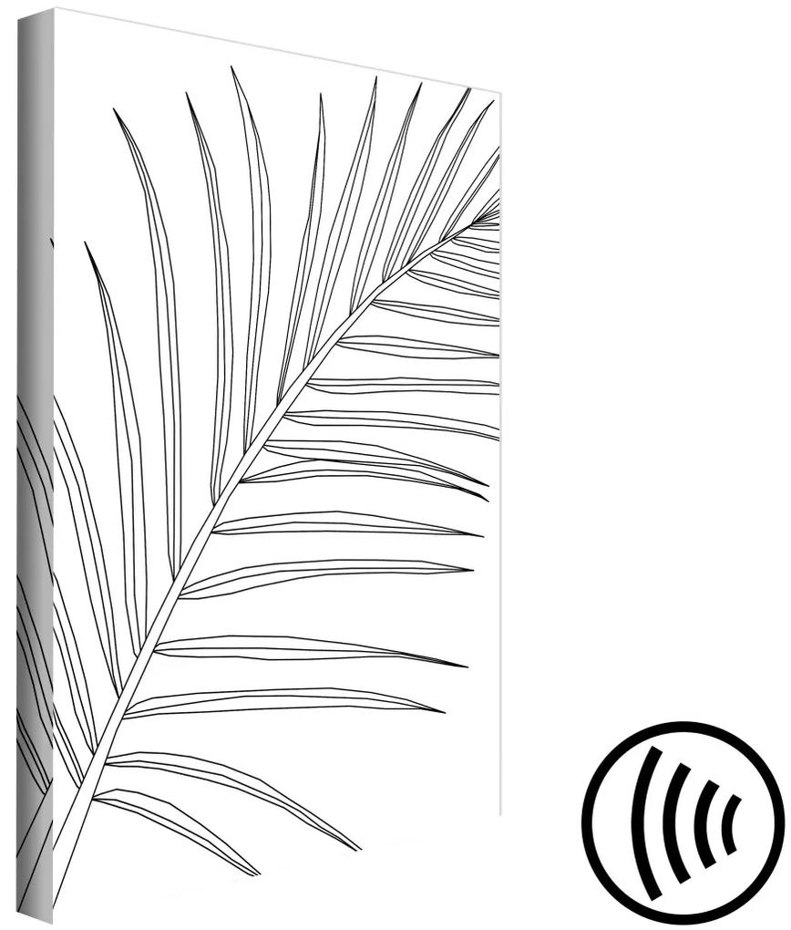 Obraz Černé kontury palmového listu - bílá abstrakce s rostlinným motivem
