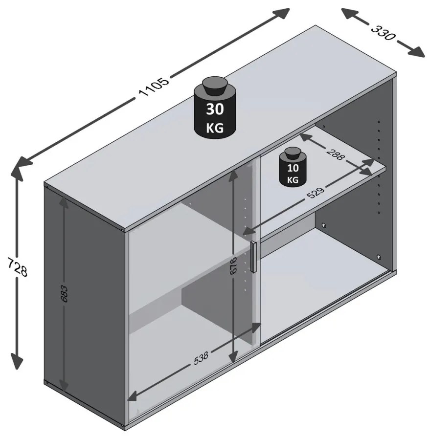 Skříňka s posuvnými dveřmi Elias, antracit/dub sonoma
