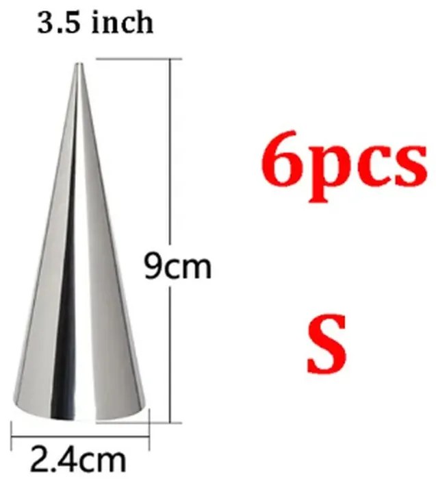 Kuchyňské nerezové kornoutky, trubičky na pečení - 6, 12 nebo 24 ks Barva: 6 ks kuželový S