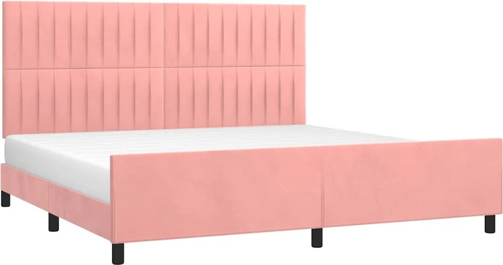 Rám postele s čelem růžový 200x200 cm samet 3125902