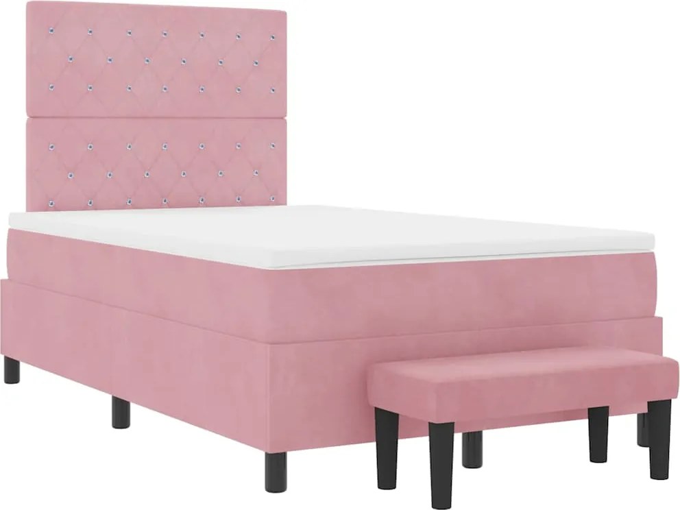 Postel s boxspringem s čelo Růžová 190 x 120 cm samet 3344437