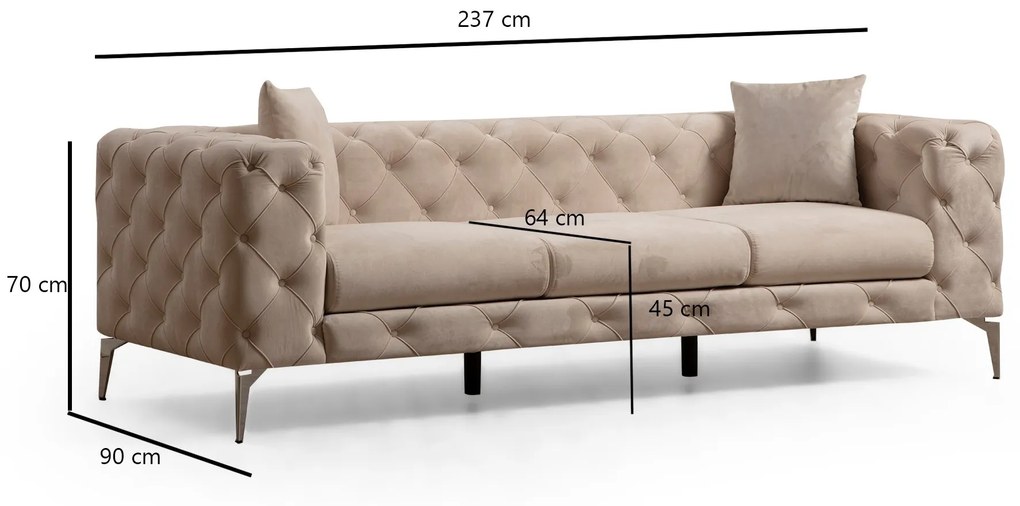 Atelier del Sofa 3-místná pohovka Como - Ecru, Okrová