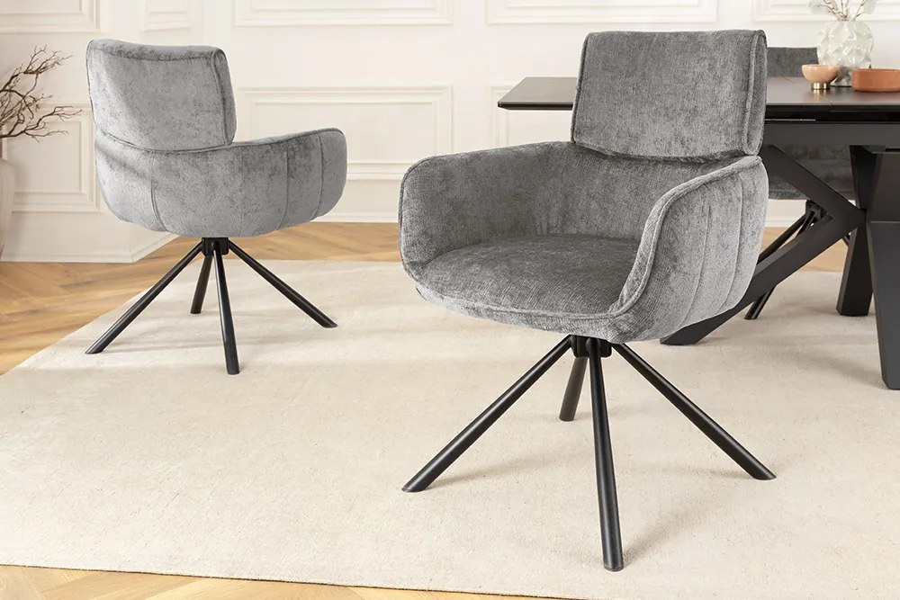 Designová otočná židle Parthenia šedá