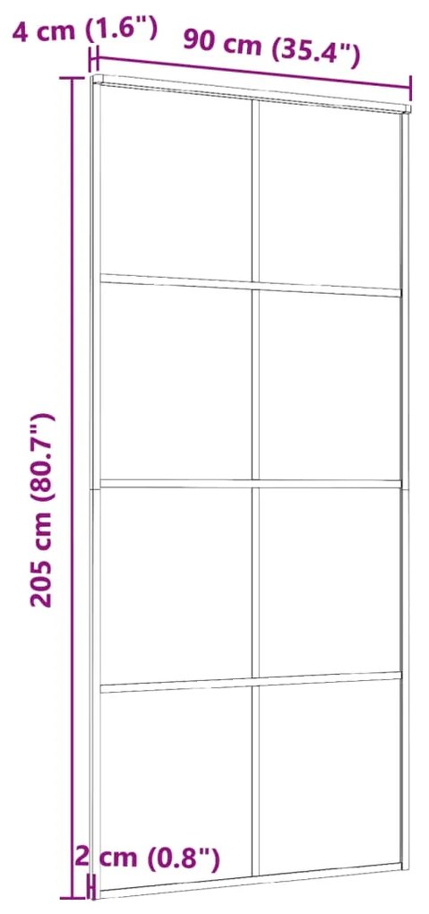 vidaXL Marketos Posuvné dveře hliník a ESG sklo 90 x 205 cm černé