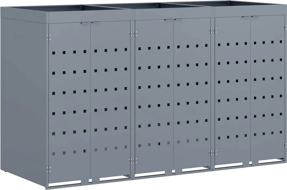 Úložný box na 3 popelnice Světle šedá 204 x 77,5 x 121,5 cm 3394749