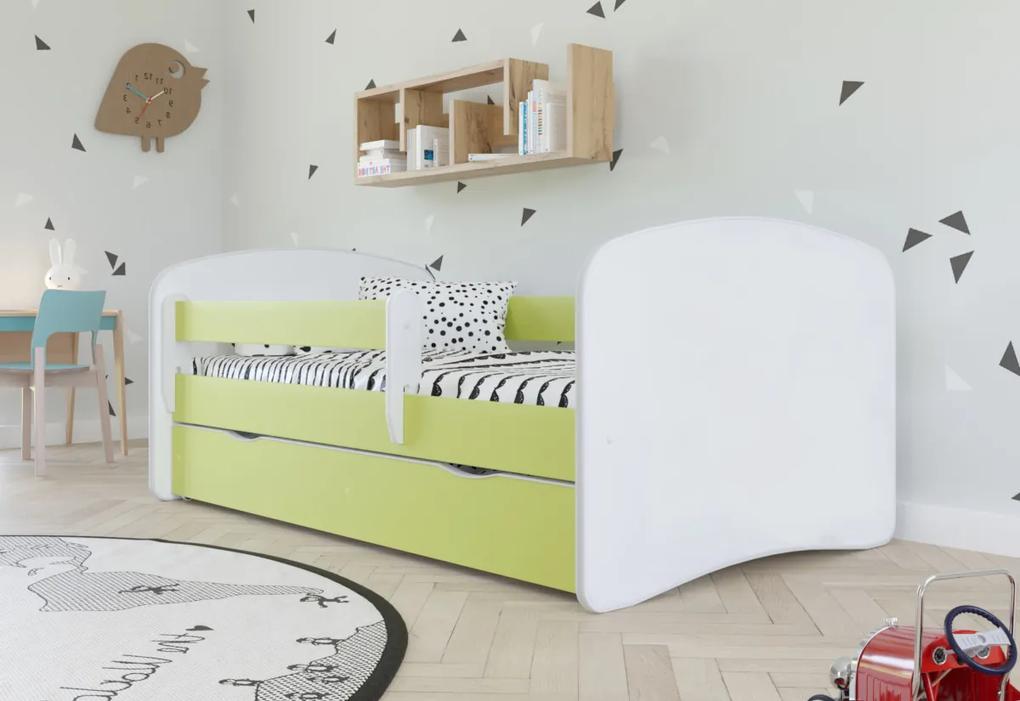 Dětská postel BABYDREAMS + matrace + úložný prostor, 80x160, zelená