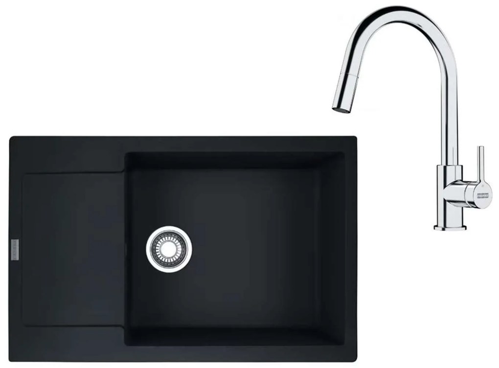 Franke - Kuchyňský set G260MČ, fragranitový dřez MRG 611-78 BB a baterie FS 3229.031, matná černá/chrom 114.0700.723