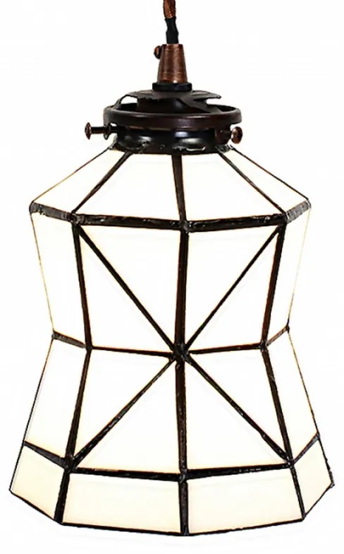 Bílá závěsná tiffany lampa Cecilius – 15x115 cm