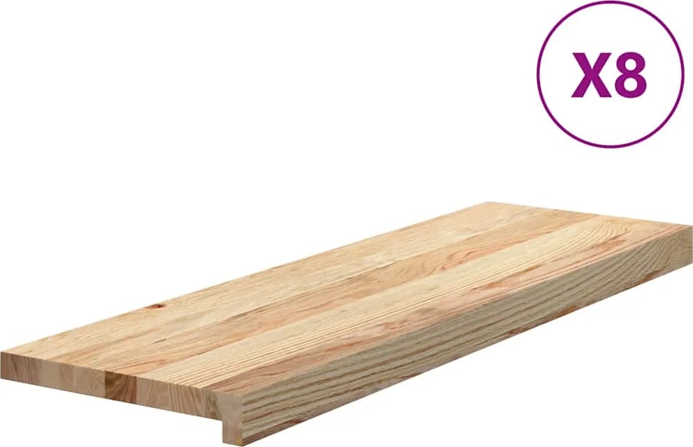 Nášlapy na schody 8 ks neošetřené 80x25x2 cm masivní dub 3282906