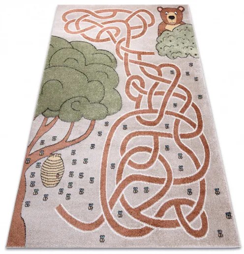 Dywany Łuszczów, Dětský kusový koberec Fun Honey with Bear beige, 200x290, hnědá, dětský pokoj