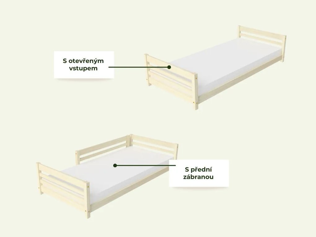 Benlemi Nízké dětské jednolůžko ze dřeva TULY se dvěma čely Zvolte barvu: Petrolejová, Zvolte rozměr: 90x160 cm, Zvolte zábranu: S otevřeným vstupem