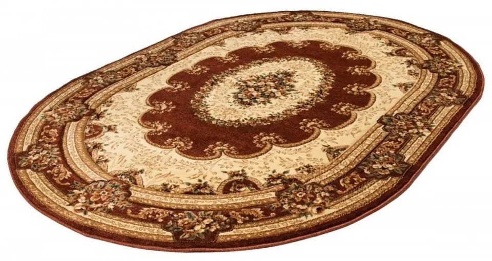Kusový koberec klasický vzor hnědý ovál 250x350cm
