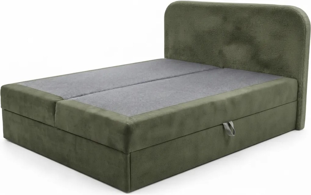 Čalouněná postel boxspring FORENA 140x200 cm tmavě zelená Matrace: Matrace Bonell pružinová
