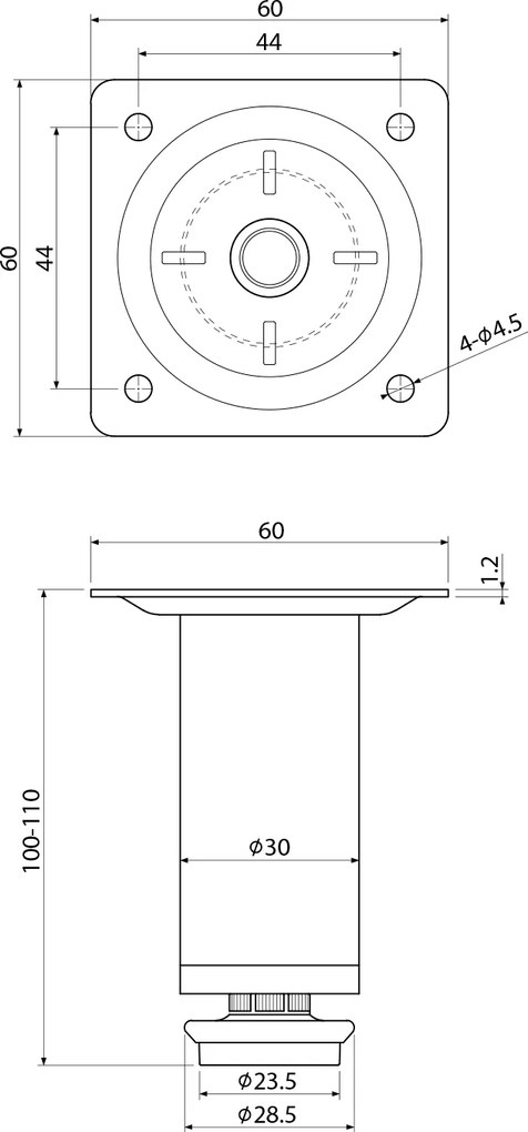 Aqualine KERAMIA FRESH stavitelná nožička 10077 chrom