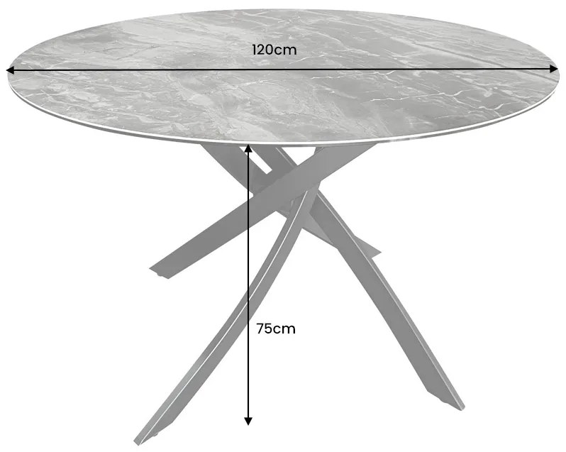 Kulatý jídelní keramický stůl Halia 120 cm taupe - otevřené balení