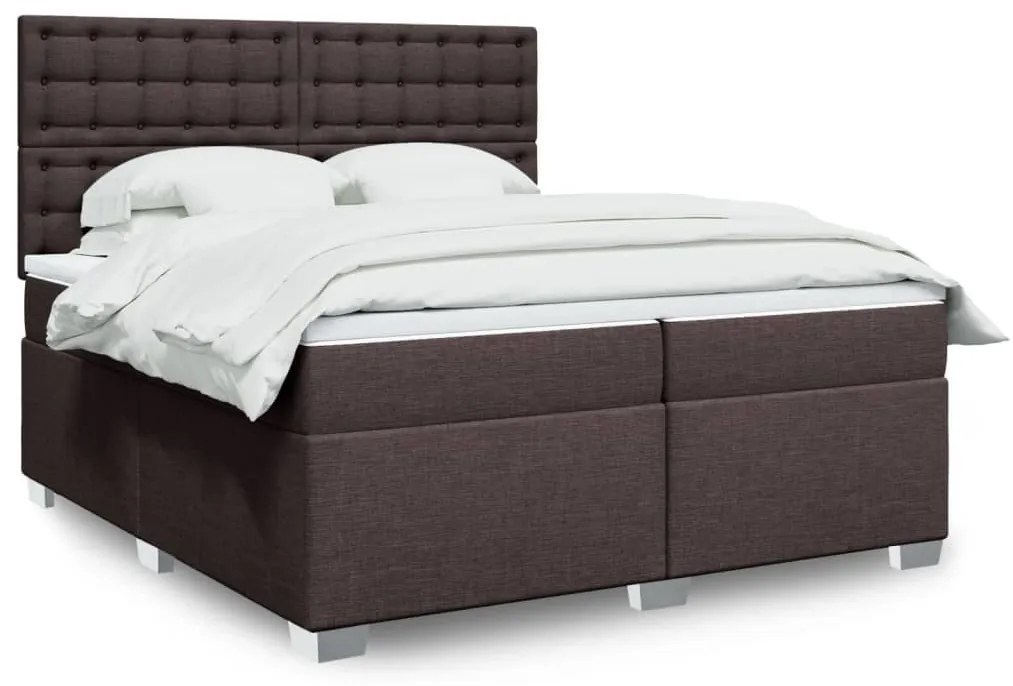 Box spring postel s matrací tmavě hnědá 200x200 cm textil