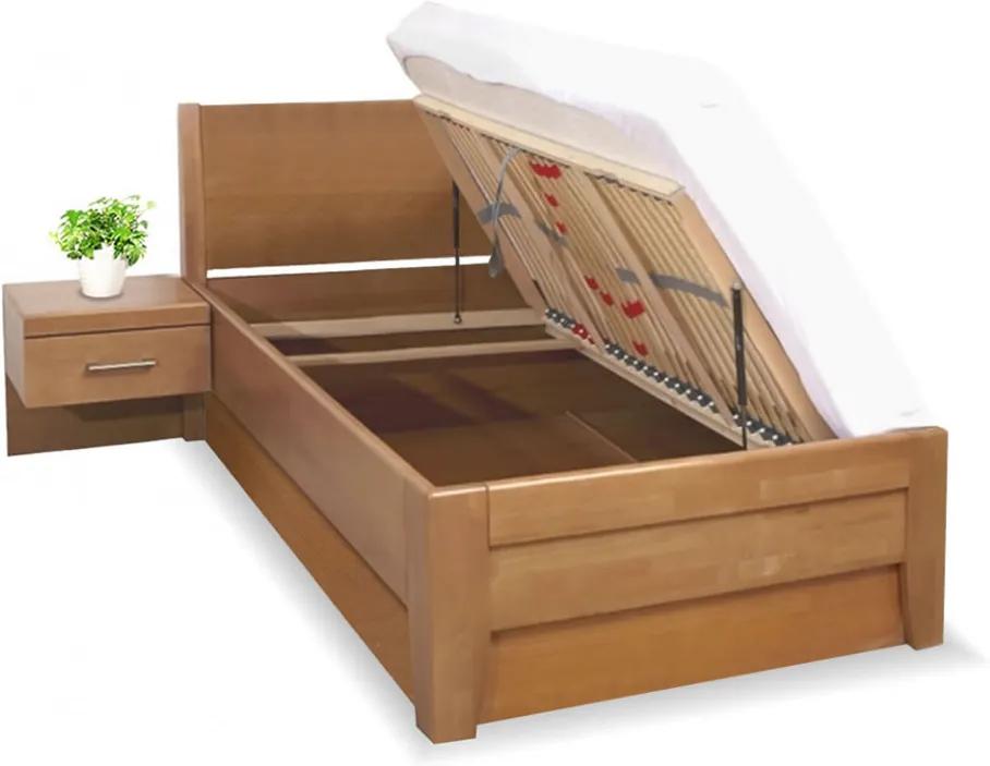 Zvýšená postel Concepta 2, s úložným prostorem, masiv buk, 120x200