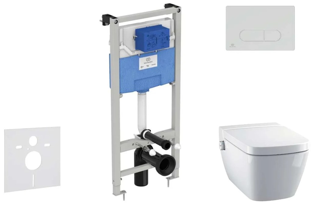 Ideal Standard ProSys - Set předstěnové instalace, sprchovací toalety a sedátka TECEone, tlačítka Oleas M1, Rimless, SoftClose, chrom ProSys120M SP60