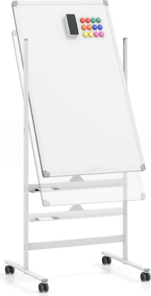Costway Oboustranná magnetická tabule s kolečky, stojanem a – 60 × 100 cm