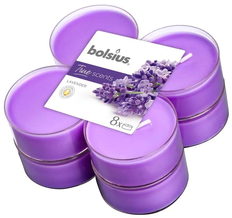 Bolsius Aromatic 2.0 Čajové Maxi 8ks Lavender, vonné svíčky