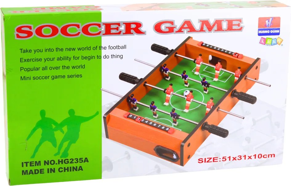 LEAN Toys Sportovní dovednostní hra – stolní fotbal pro děti, stůl 51 x 31 cm