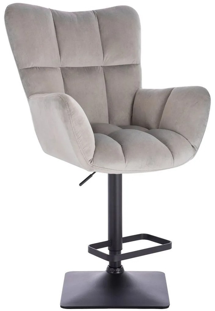 LuxuryForm DESIGN Barové křeslo AURORA VELUR na černé hranaté podstavě - světle šedé