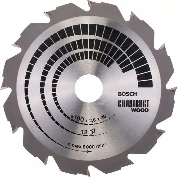 Bosch 2608640633 Pilový kotouč Construct Wood 190 x 30 x 2,6 mm, 12