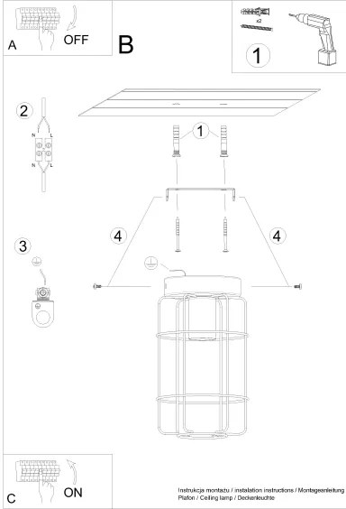 Sollux SL.1262 - Stropní svítidlo GOTTO 1xE27/15W/230V černá