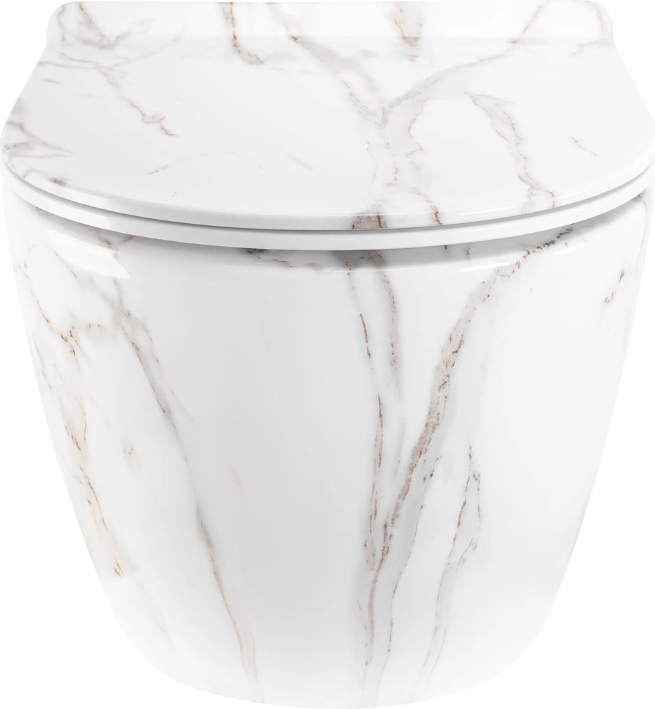 Rea Carter Tornado, závěsná WC mísa 49x37x35 cm + WC sedátko, imitace kamene-Aiax Shiny, REA-C6390