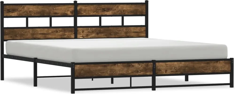 Kovový rám postele bez matrace kouřový dub 193 x 203 cm 3308488