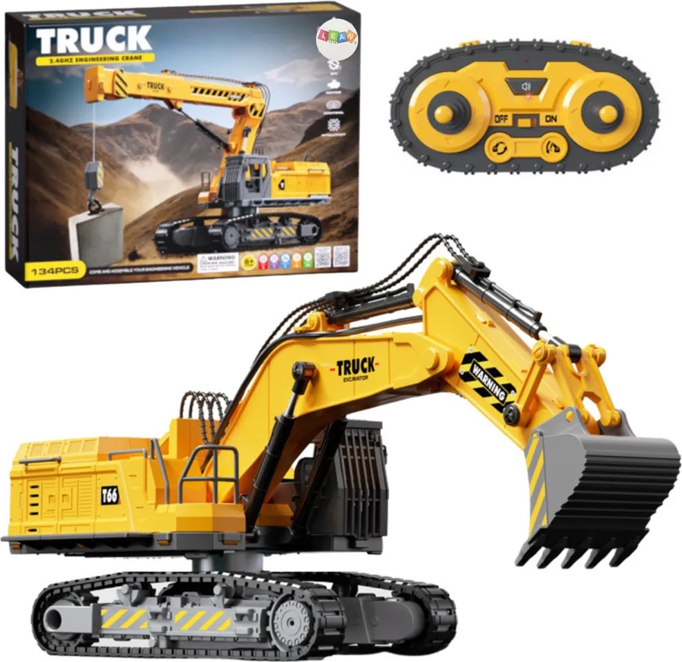 LEAN Toys Pásové rypadlo na sestavení DIY s dálkovým ovládáním RC, 133 dílů
