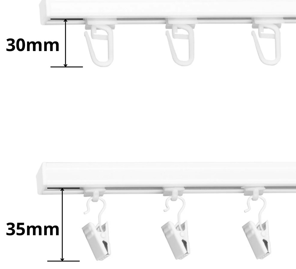 Dekodum Jednořadá hliníková stropní kolejnicová garnýž bílá kombinovaný 150 cm