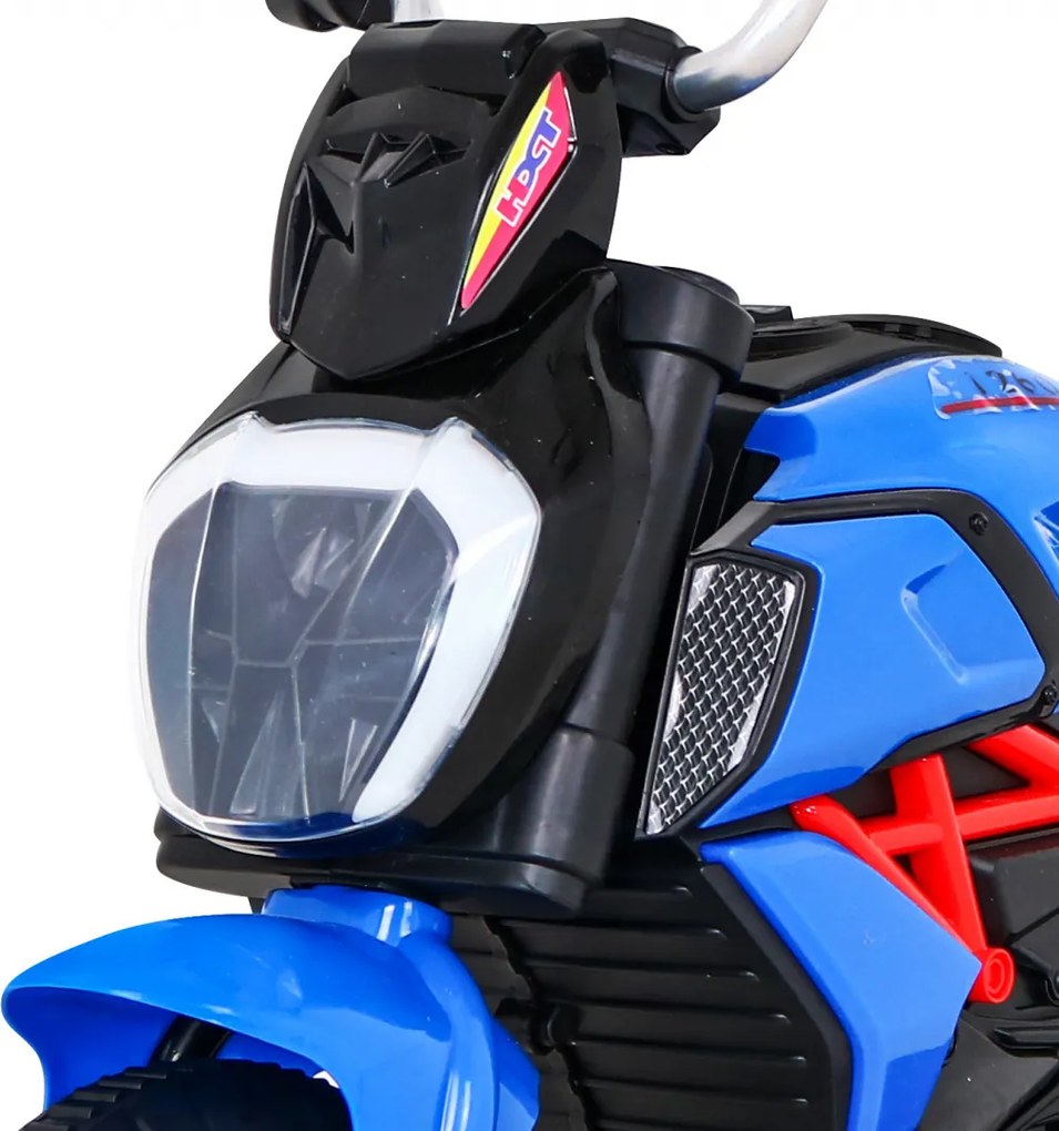 Ramiz Motorka Fast Tourist na baterie pro děti modrá + audio + světla + ekokůže